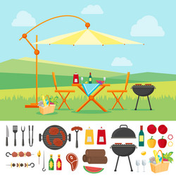 Summer picnic tables collection Royalty Free Vector Image