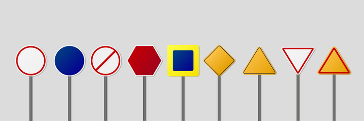 Road highway regulatory signs set traffic control Vector Image