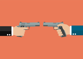 Two hands holding handguns Royalty Free Vector Image