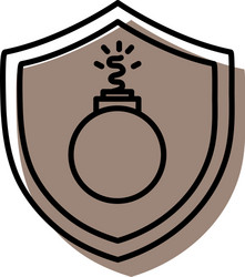 Dangerous bomb inside security shield object Vector Image
