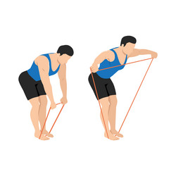 Man doing banded reverse lateral fly exercise Vector Image