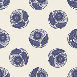 Masculine block print floral botanical Royalty Free Vector