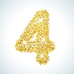 Golden glitter number four realistic Royalty Free Vector