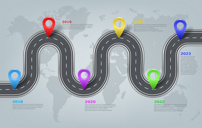 Infographic world map road timeline layout Vector Image