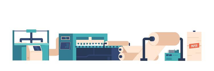 Paper production scheme isolated on white Vector Image