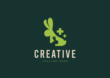 Bunny care logo design template pet clinic icon Vector Image
