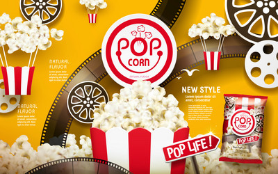 Delicious popcorn ads Royalty Free Vector Image