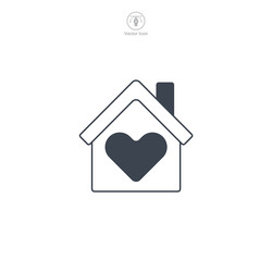 Home with heart icon symbol isolated on white Vector Image