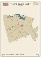 Map in baldwin county georgia Royalty Free Vector Image