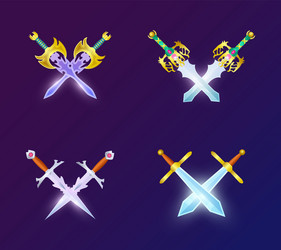 Set of sword attack slash and cut effect Vector Image