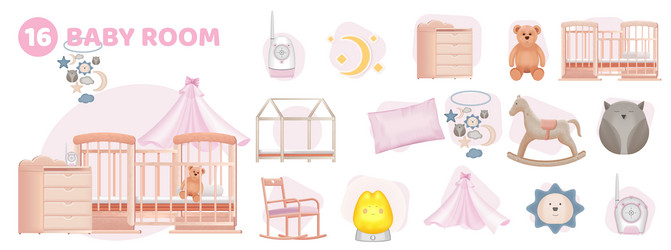 Baby room realistic Royalty Free Vector Image - VectorStock