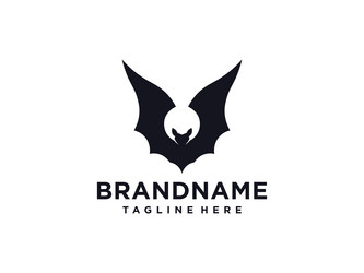 Flying bat silhouette logo negative space bat Vector Image