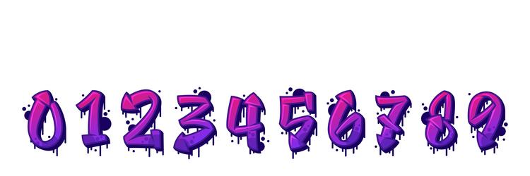 Graffiti one number and purple bold numeral Vector Image