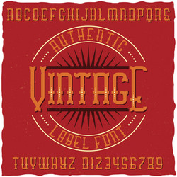 Vintage label font with sample design Royalty Free Vector