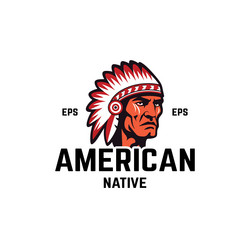 Native american chief head logo symbol icon Vector Image