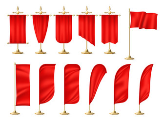 Realistic red advertising fabric textile banners Vector Image
