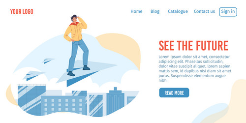 Flat cartoon character look into distancelanding Vector Image