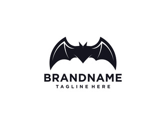 Flying bat silhouette logo negative space Vector Image