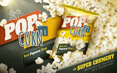 Delicious popcorn ads Royalty Free Vector Image