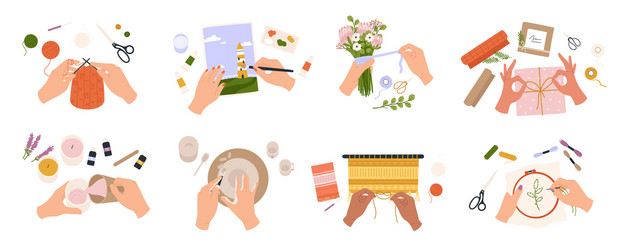 Handmade tutorials and workshops banner crafts Vector Image