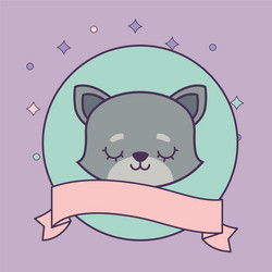 Head cute cat with ribbon Royalty Free Vector Image