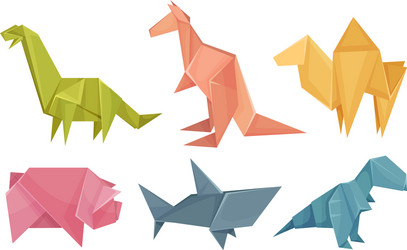 Origami animals set colorful art paper Royalty Free Vector
