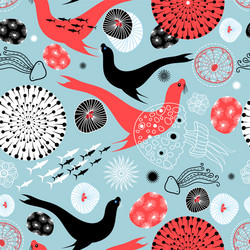 Fur seal seamless pattern Royalty Free Vector Image