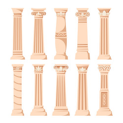 Realistic antique pillars set antique column Vector Image