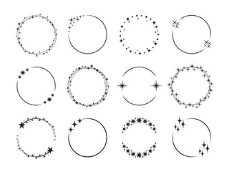 Stardust frames shiny star circle frame starry Vector Image