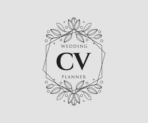 Cv initials letter wedding monogram logos Vector Image