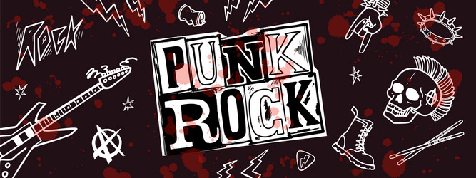 Punk rock set punks not dead words and design Vector Image