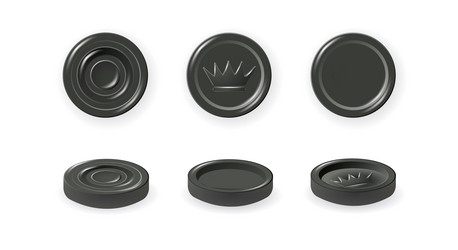 Black checkers chips 3d realistic round badge Vector Image