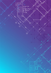Blue architectural background with plans Vector Image