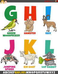 Cartoon alphabet set with funny animal characters Vector Image