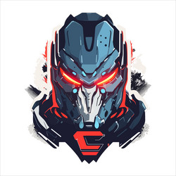 Cyborg mech warrior e-sport emblem logo Royalty Free Vector