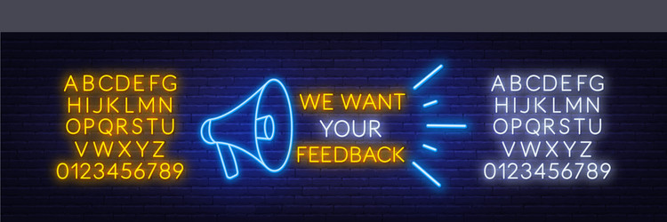 Your opinion matters neon signs design Royalty Free Vector