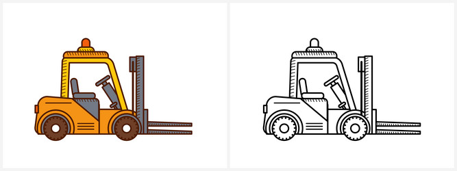 Forklift coloring page for kids loader side view Vector Image