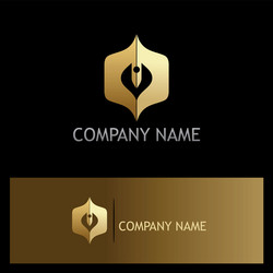 Poetry club logo gold pen flower tulip Royalty Free Vector