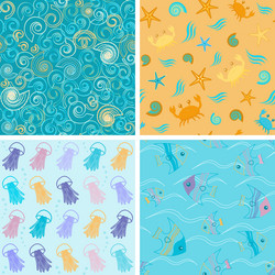 Blue seamless pattern with sea life Royalty Free Vector