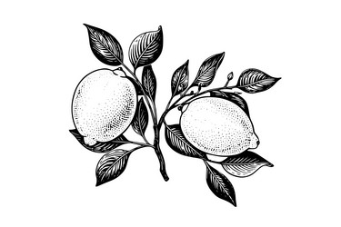 Hand drawn ink sketch of lemon Royalty Free Vector Image