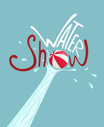 Water games with inflatables lettering poster Vector Image