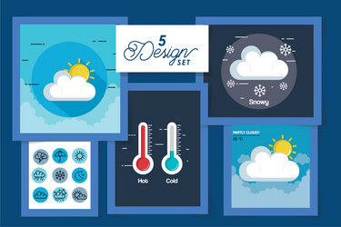 Five designs weather forecast Royalty Free Vector Image