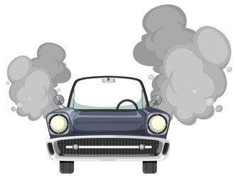 Cartoon vintage car with smoke Royalty Free Vector Image