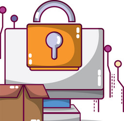 Technology computing security cartoon Royalty Free Vector