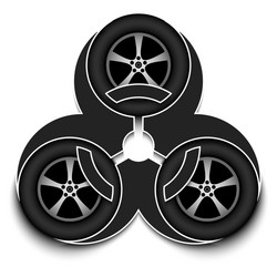 Biohazard symbol with car wheel Royalty Free Vector Image