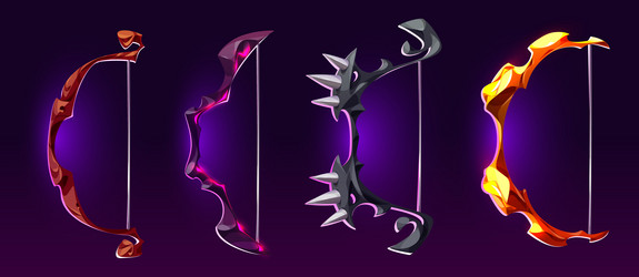 Fantasy bows set isolated on black background Vector Image