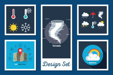 Five designs weather forecast Royalty Free Vector Image