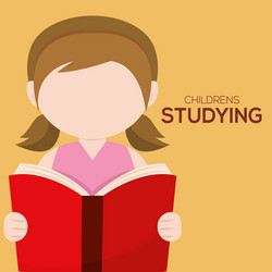 Children studying poster Royalty Free Vector Image