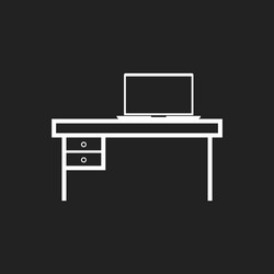 Furniture table with laptop computer icon table Vector Image