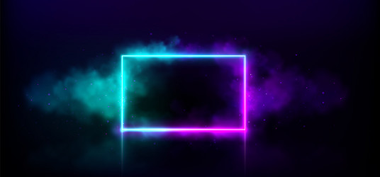 Neon rectangle door light game frame with smoke Vector Image